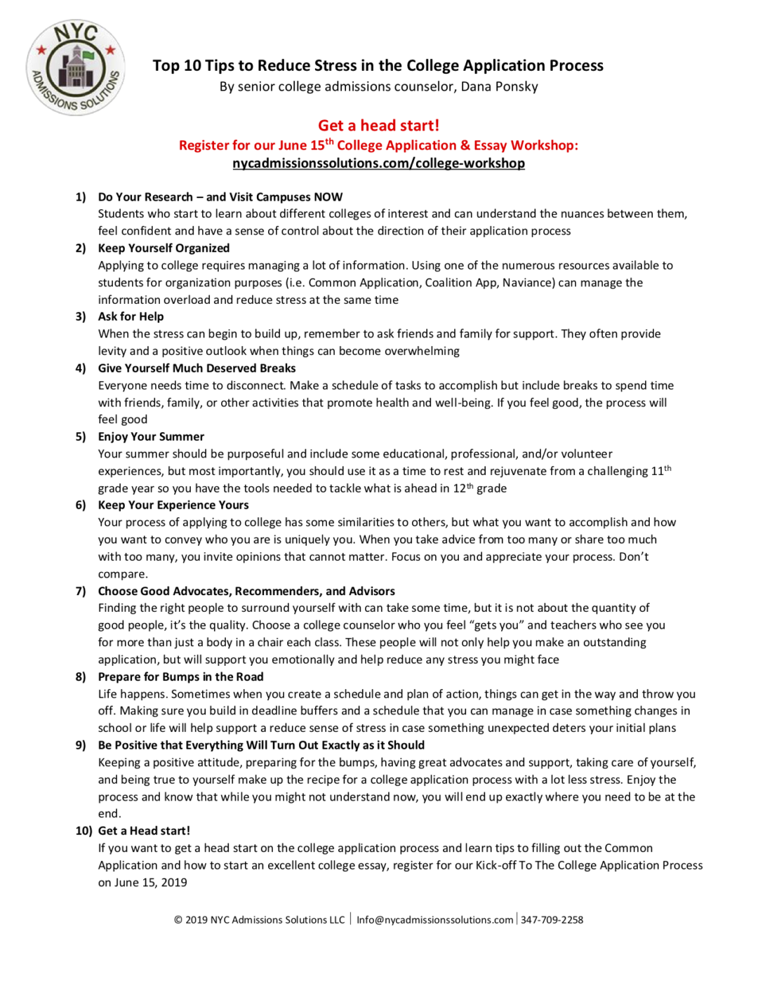 college tips - NYC Admissions Solutions - New York City Schools